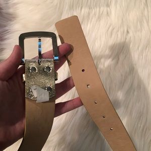 Accessories | Gold Metallic Studded Belt Large | Poshmark